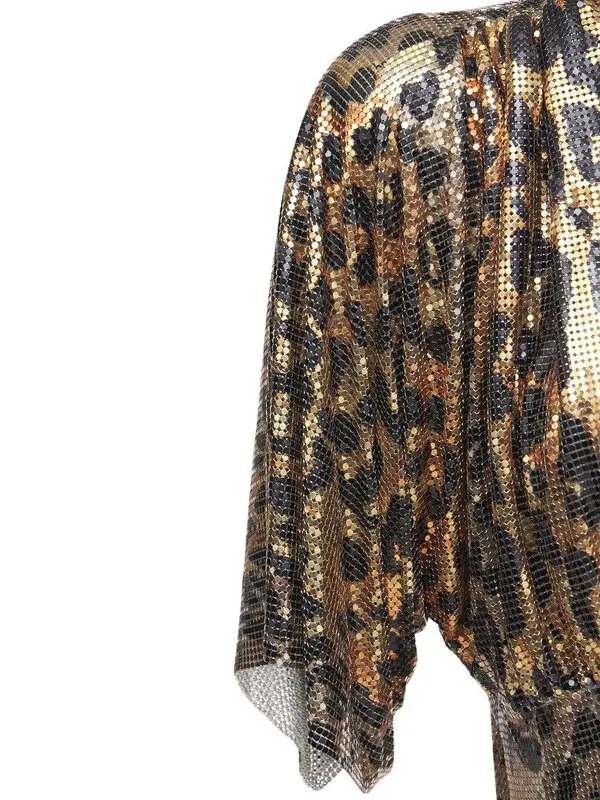 Rabanne Leopard Print Metal Mesh Long Dress