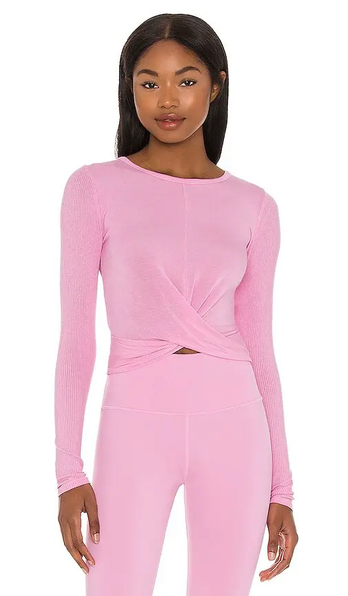 Alo Yoga Cover Long Sleeve Top In Pink - Parisian Pink | Editorialist