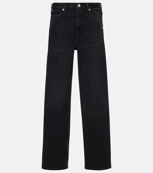 RE/DONE Loose High-rise Straight Jeans In Bleach Destroy - Black