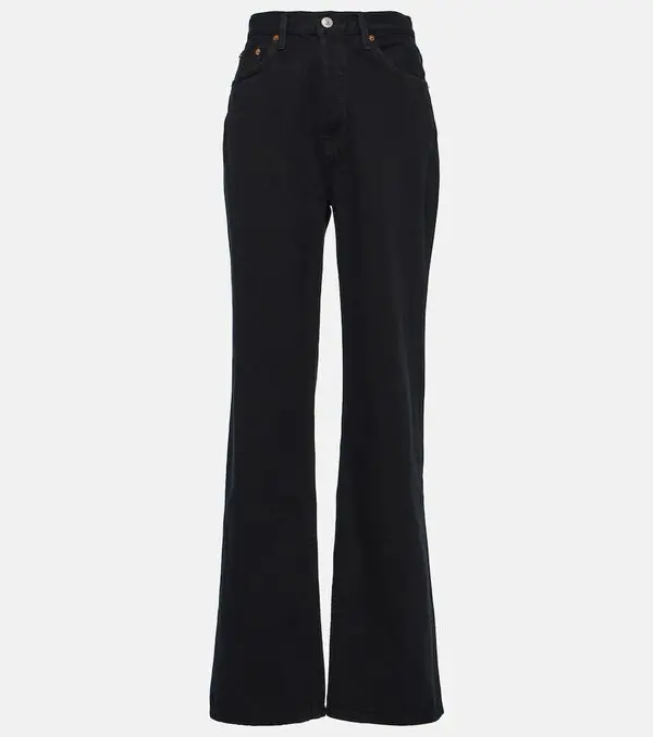 RE/DONE 90s High-rise Slim Jeans In Perfect Indigo - Black