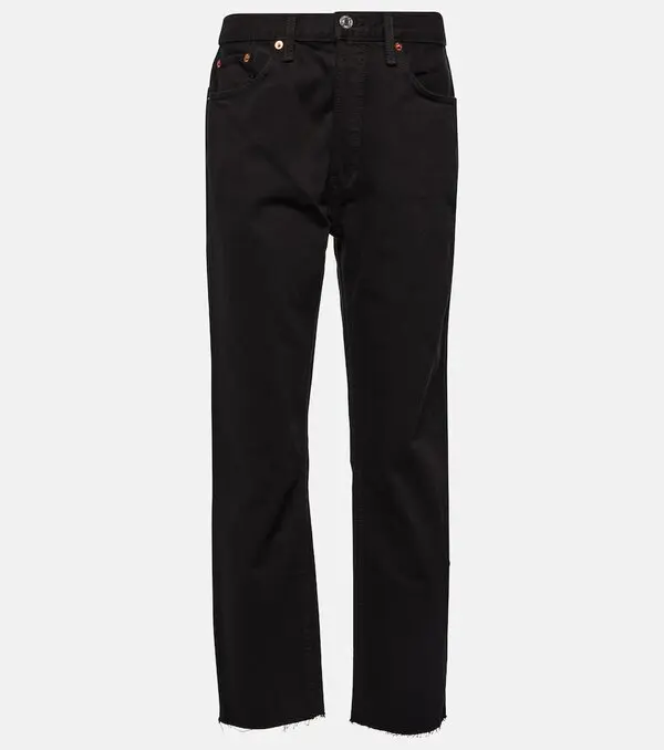 RE/DONE Loose High-rise Straight Jeans In Bleach Destroy - Black