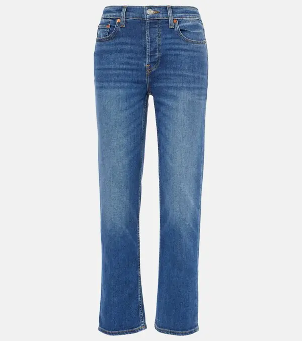 RE/DONE Loose High-rise Straight Jeans In Bleach Destroy - Blue