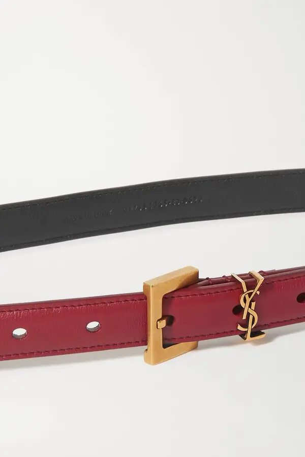 Saint Laurent Leather Belt Burgundy Editorialist