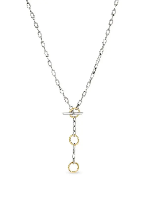 David Yurman 18kt Yellow Gold And Sterling Dy Madison Three Ring Chain Necklace - Silver