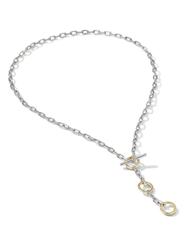 David Yurman 18kt Yellow Gold And Sterling Dy Madison Three Ring Chain Necklace - Silver