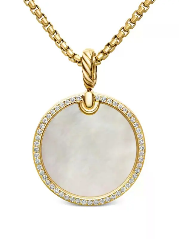David Yurman 18kt Yellow Dy Elements Diamond And Mother-of-pearl Pendant - Gold