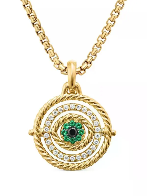 David Yurman 18kt Yellow Evil Eye Mobile Emerald And Diamond Amulet Pendant - Gold