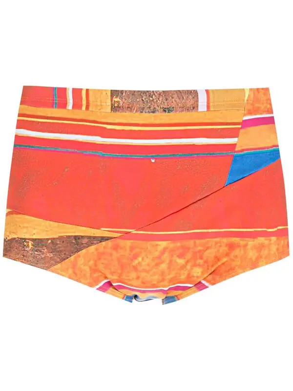 AMIR SLAMA Striped Panel Swim Trunks - Orange