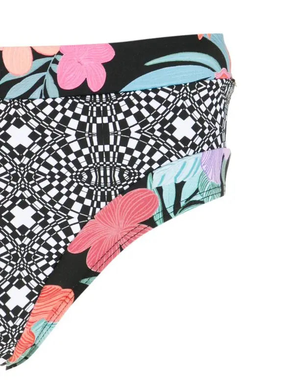 AMIR SLAMA Striped Panels Hibiscus Swimming Trunks