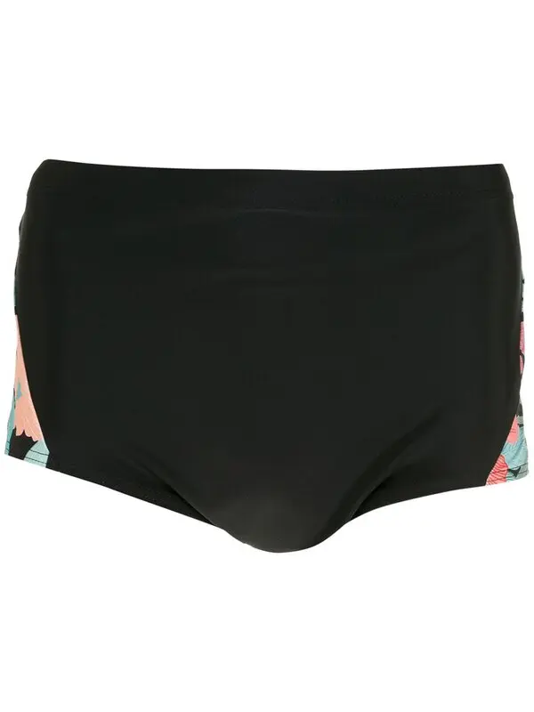 AMIR SLAMA Hibiscus Print Swimming Trunks - Black