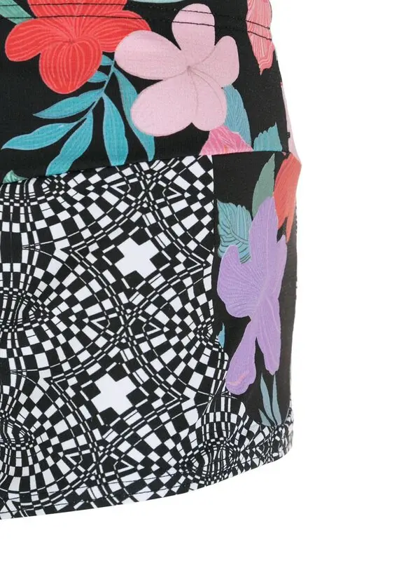 AMIR SLAMA Striped Panels Hibiscus Swimming Trunks