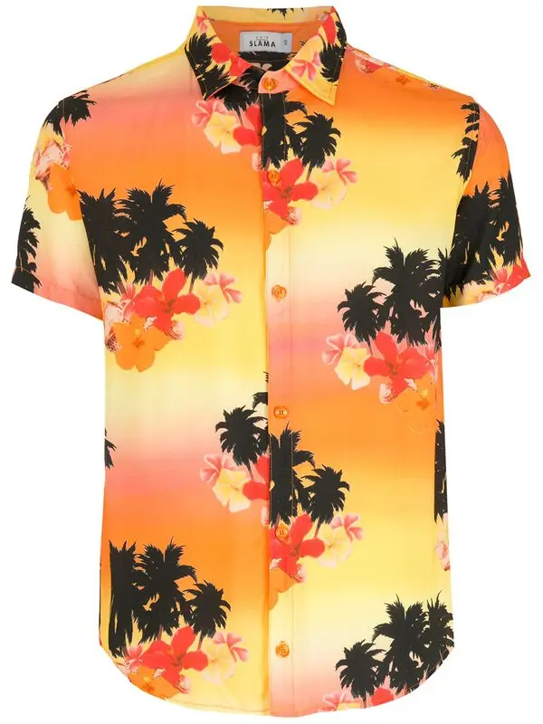 AMIR SLAMA Tropical Print Short-sleeve Shirt