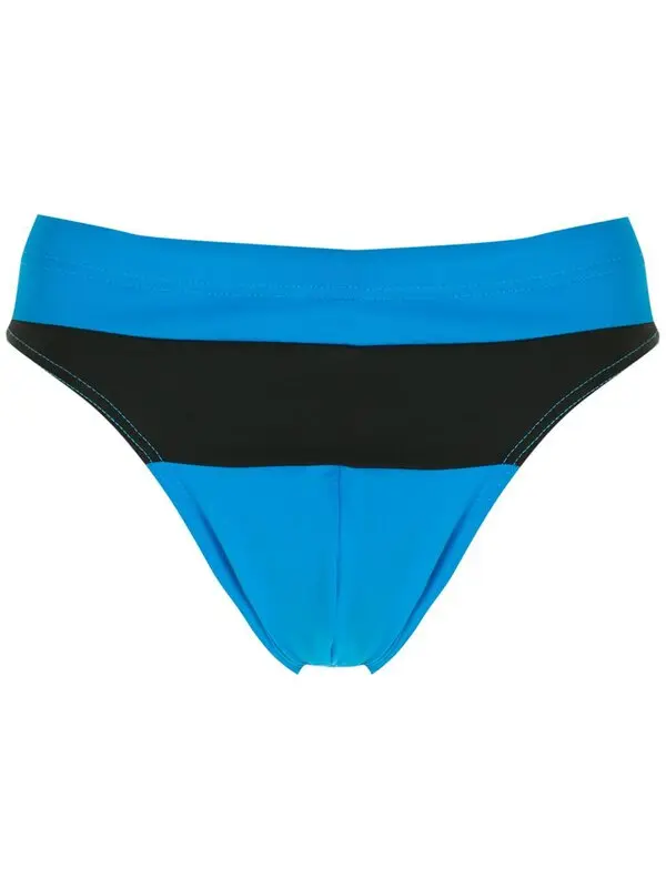 AMIR SLAMA Two-tone High-leg Swimming Trunks - Blue