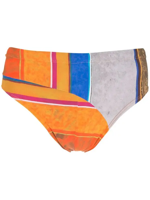 AMIR SLAMA Eco Print High-leg Swimming Trunks - Multicolour