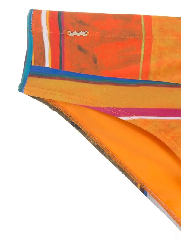 AMIR SLAMA Eco Print High-leg Swimming Trunks