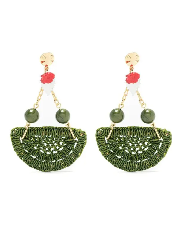 AMIR SLAMA BIJOUX Amir Slama Crochet Earrings - Green