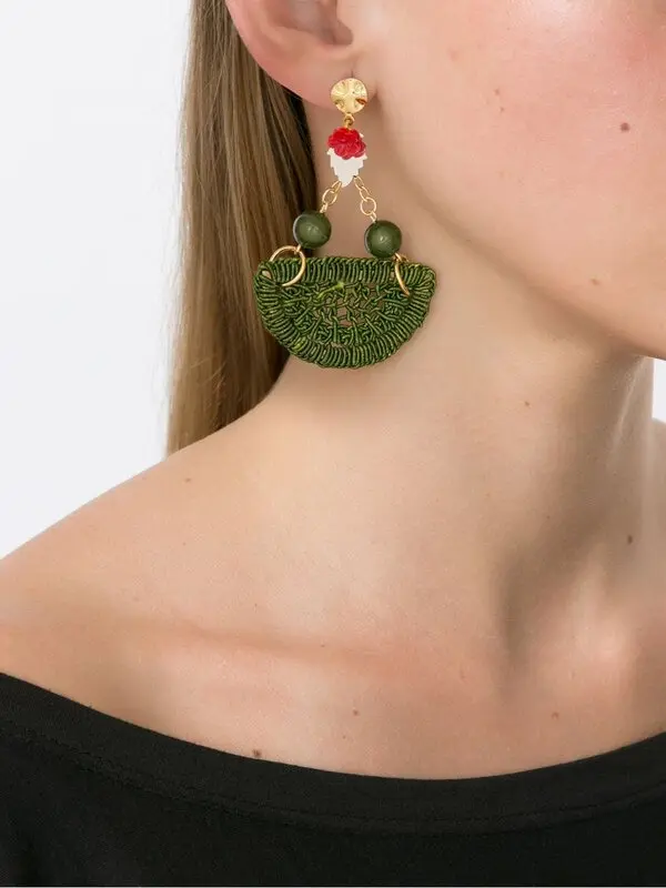 AMIR SLAMA Crochet Earrings - Green