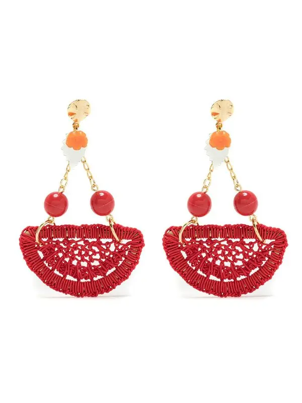 AMIR SLAMA BIJOUX Amir Slama Crochet Earrings - Red
