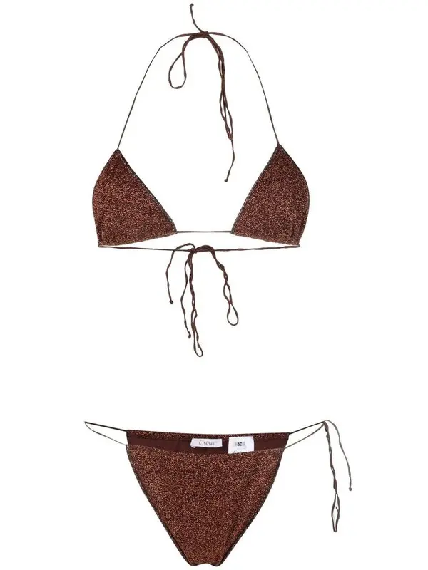 Oseree Lumière Glittered Bikini Set - Brown
