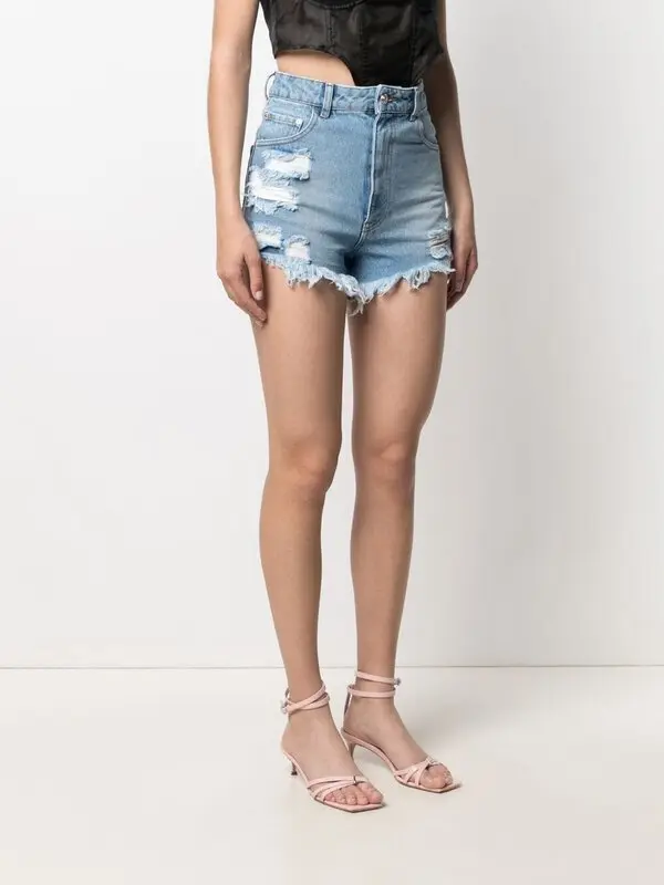 Gcds Ripped Denim Shorts