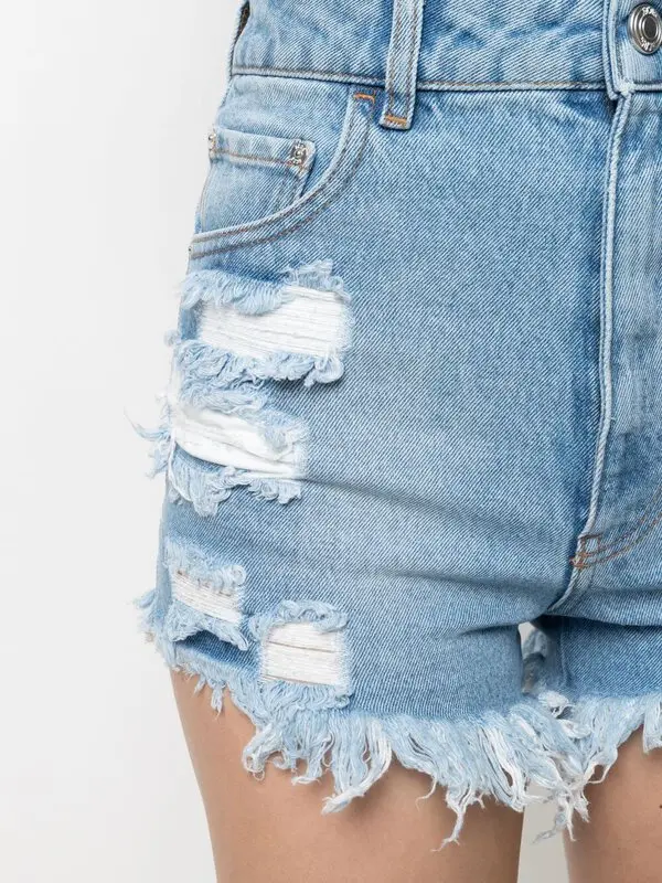 Gcds Ripped Denim Shorts