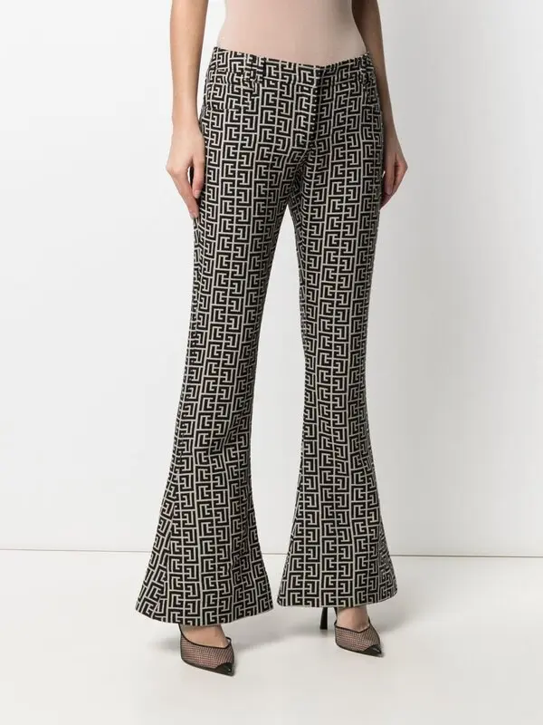 Balmain Low-rise Monogram Bootcut Trousers