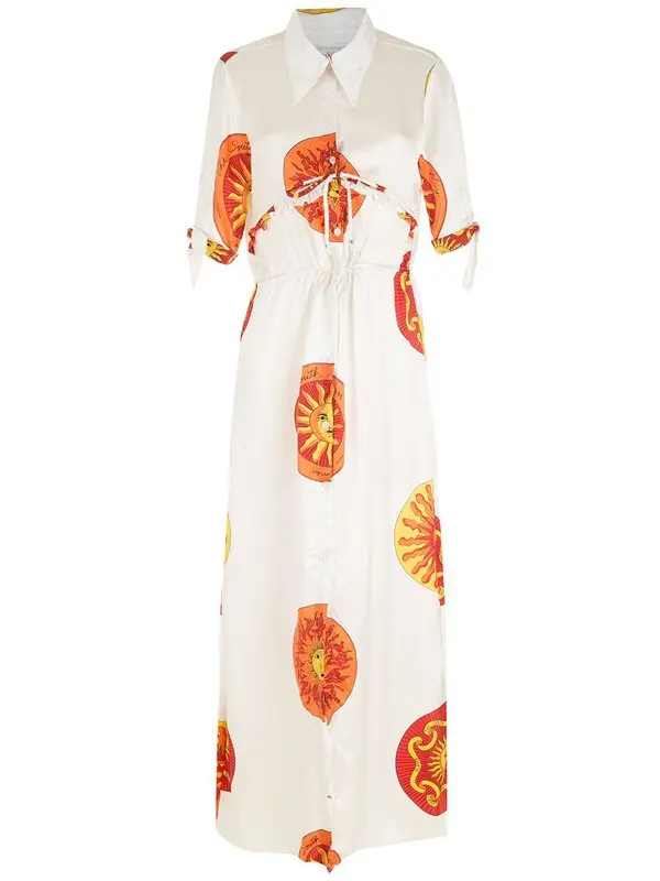 AMIR SLAMA Sun-print Long Shirt Dress - White