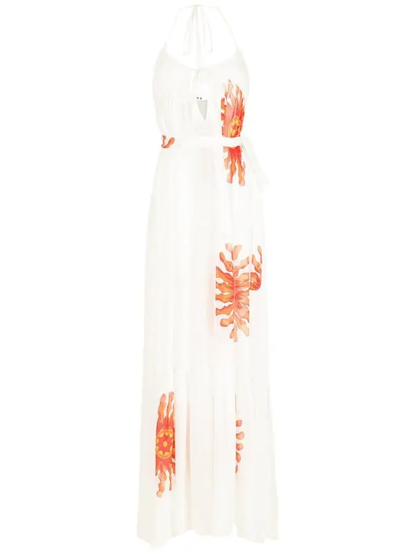 AMIR SLAMA Printed Long Dress - White