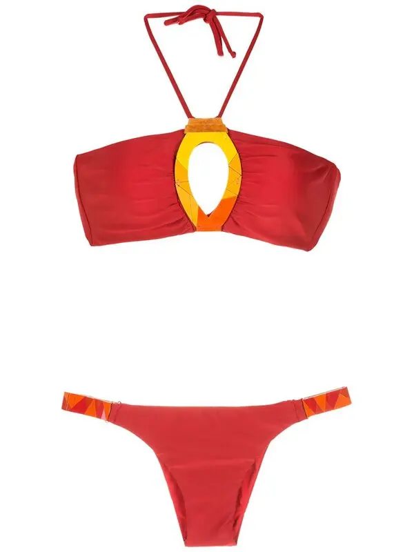 AMIR SLAMA Embroidered Bikini Set - Red