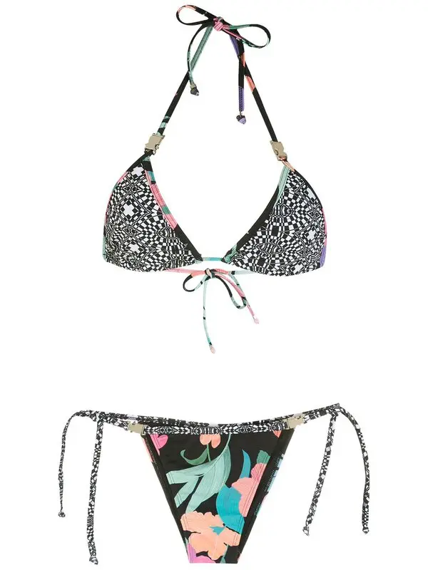 AMIR SLAMA Hibiscus Bikini Set - Black