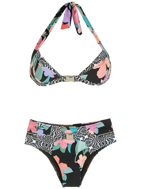 AMIR SLAMA Hibiscus Bikini Set - Black