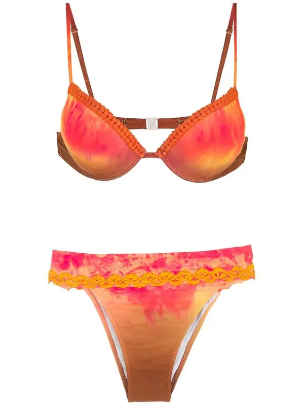 AMIR SLAMA Embroidery Tie-dye Bikini Set - Multicolour