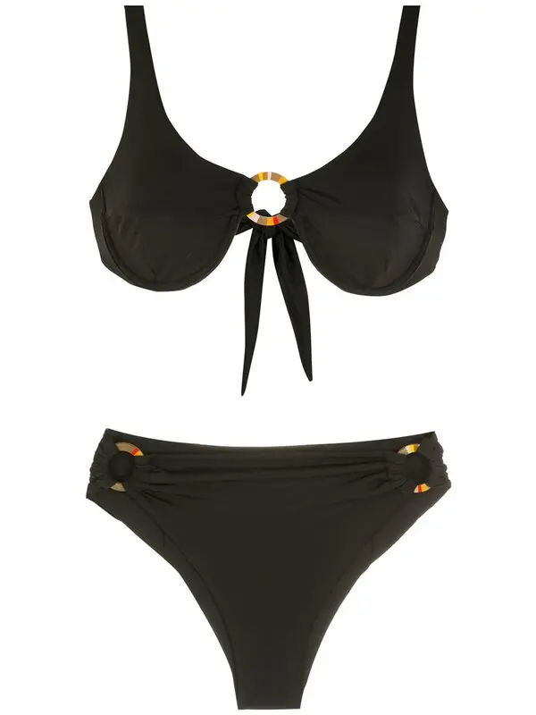 AMIR SLAMA Ring-details Bikini Set - Black