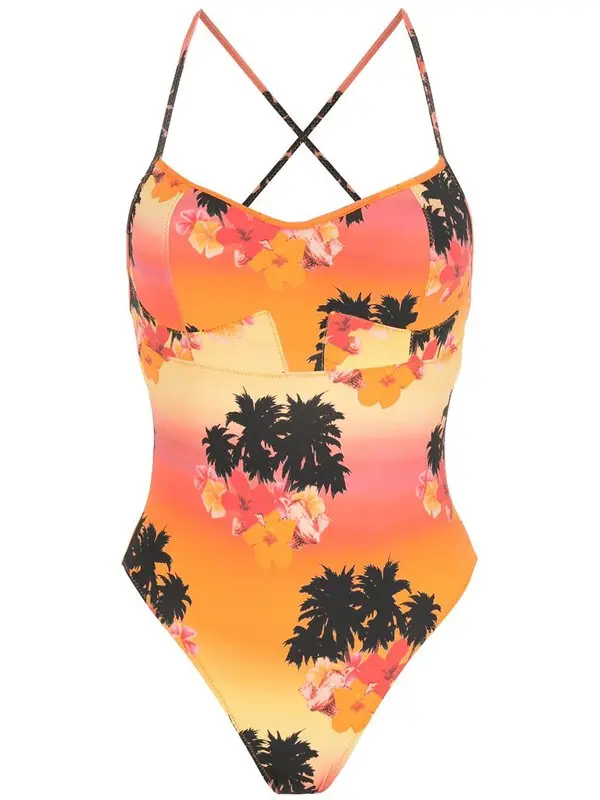AMIR SLAMA Ilha De Hibiscus Swimsuit - Orange