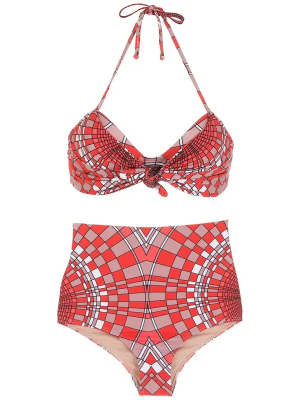 AMIR SLAMA Geometric Print Bikini Set - Red