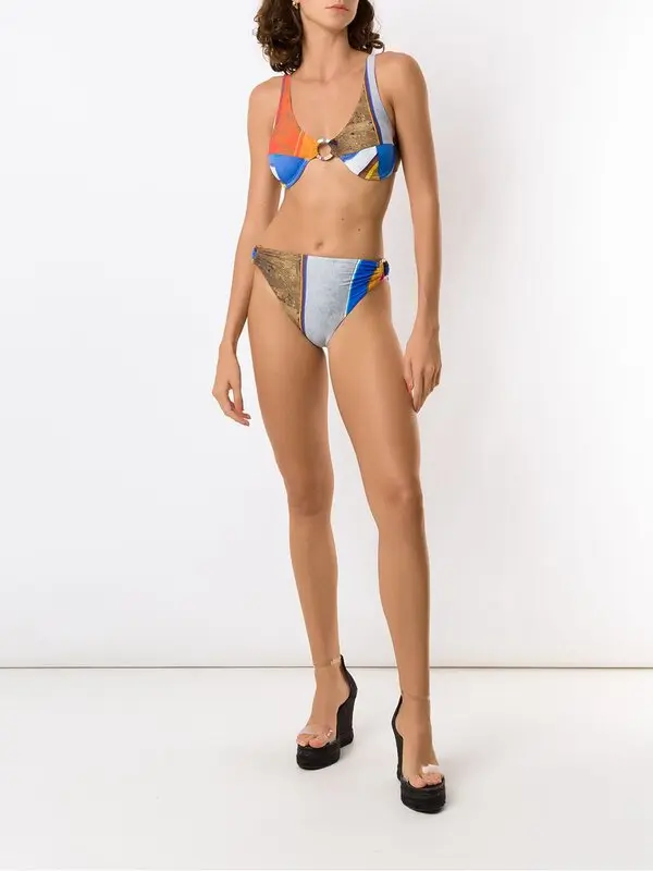 AMIR SLAMA Striped Print Bikini Set