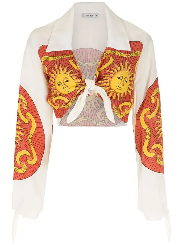 AMIR SLAMA Long Sleeve Cropped Shirt - White