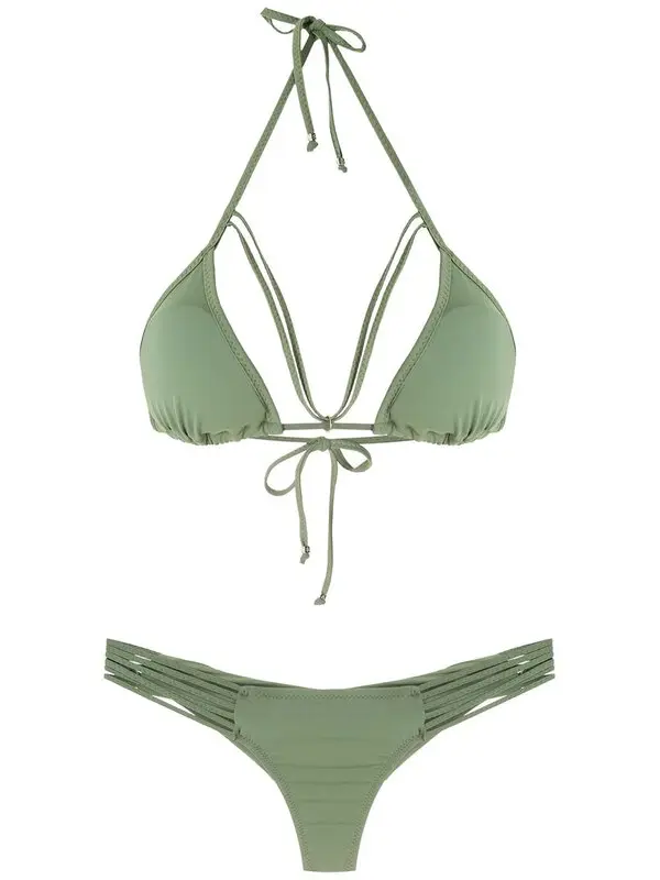 AMIR SLAMA Strappy Triangle Bikini Set - Green