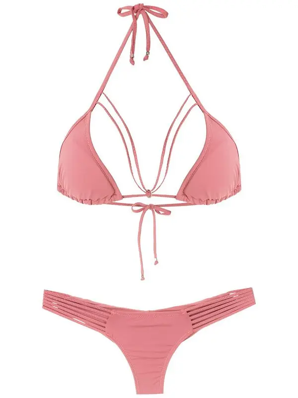 AMIR SLAMA Straps Triangle Bikini Set - Pink