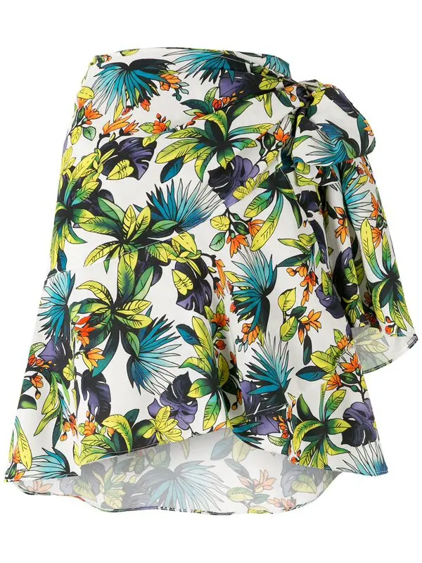 AMIR SLAMA Printed Wrap Mini Skirt - White