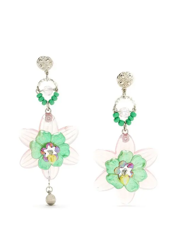 AMIR SLAMA Floral Asymmetric Drop Earrings - Pink