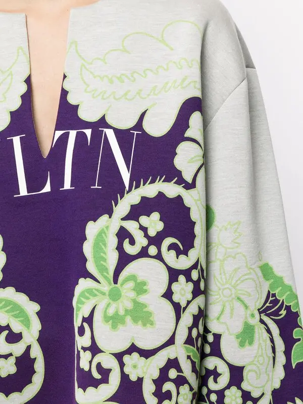 Valentino Garavani Vltn Floral-print Sweatshirt - Grey