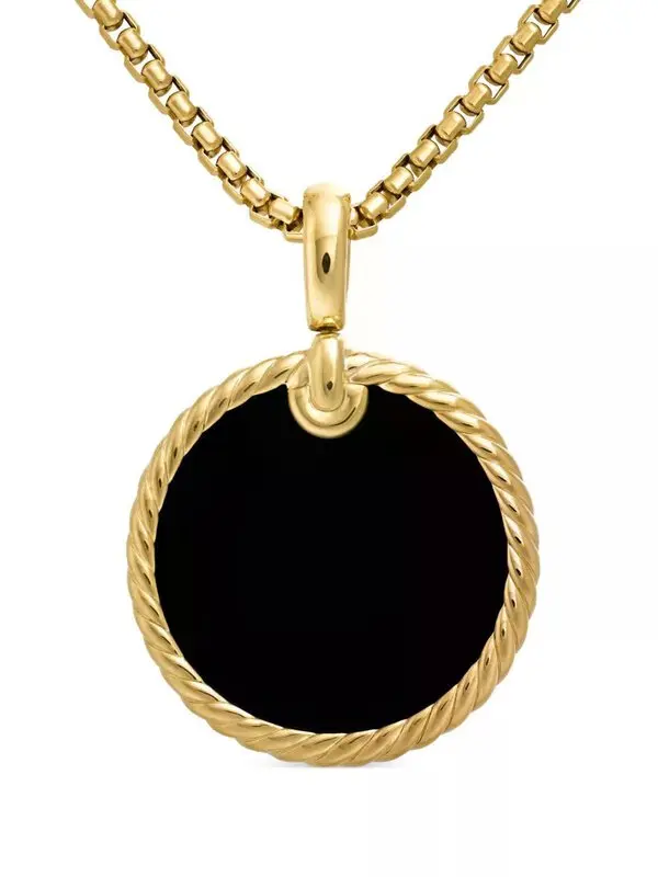 David Yurman 18kt Yellow Gold Elements Disc Pendant - Black