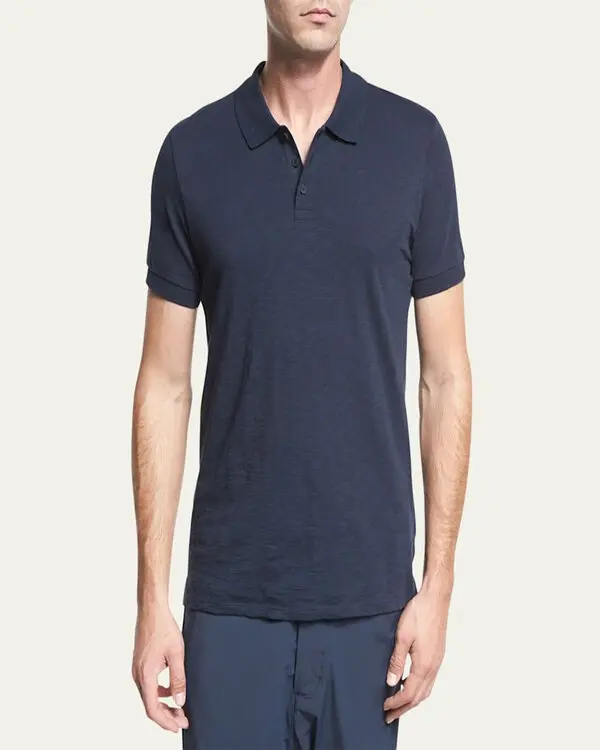 Vince Classic Slub Cotton Polo Shirt - Coastal
