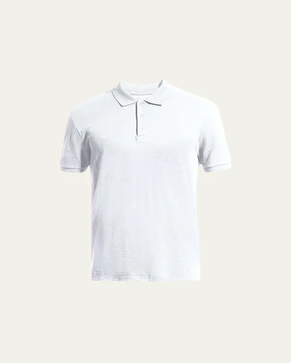 Vince Classic Slub Cotton Polo Shirt - White