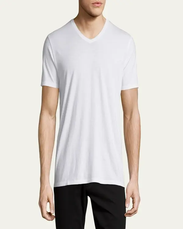 Vince Short-sleeve V-neck Jersey T-shirt, Gray - Optic White