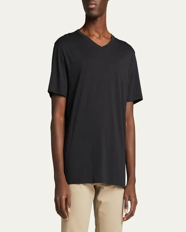 Vince Short-sleeve V-neck Jersey T-shirt, Gray - Optic White
