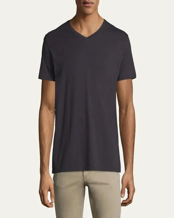 Vince Short-sleeve V-neck Jersey T-shirt, Gray - Optic White
