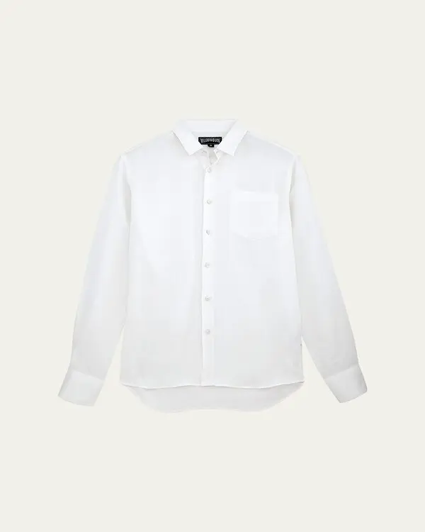 Vilebrequin Caroubis Linen Pocket Sport Shirt - White