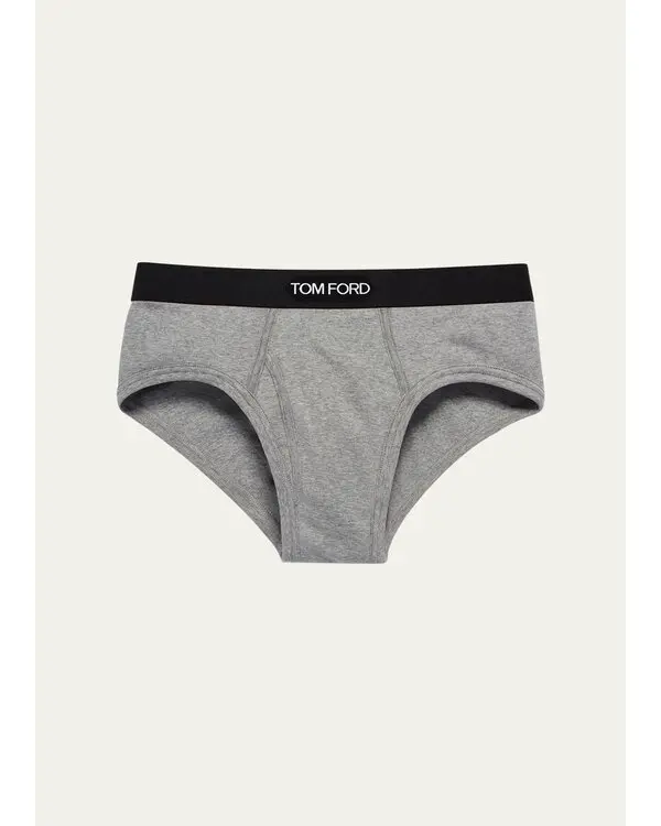 TOM FORD Jacquard Logo Cotton Briefs - 20 Grey